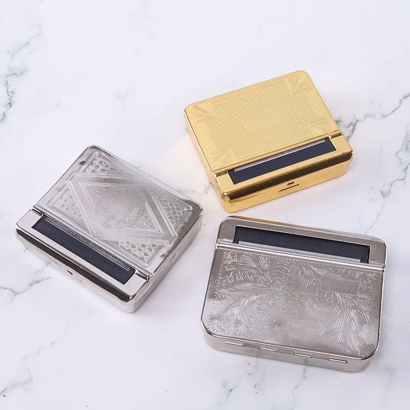 ETUI A CIGARETTE,70mm Silver--Machine à rouler le tabac en métal, boîte ...