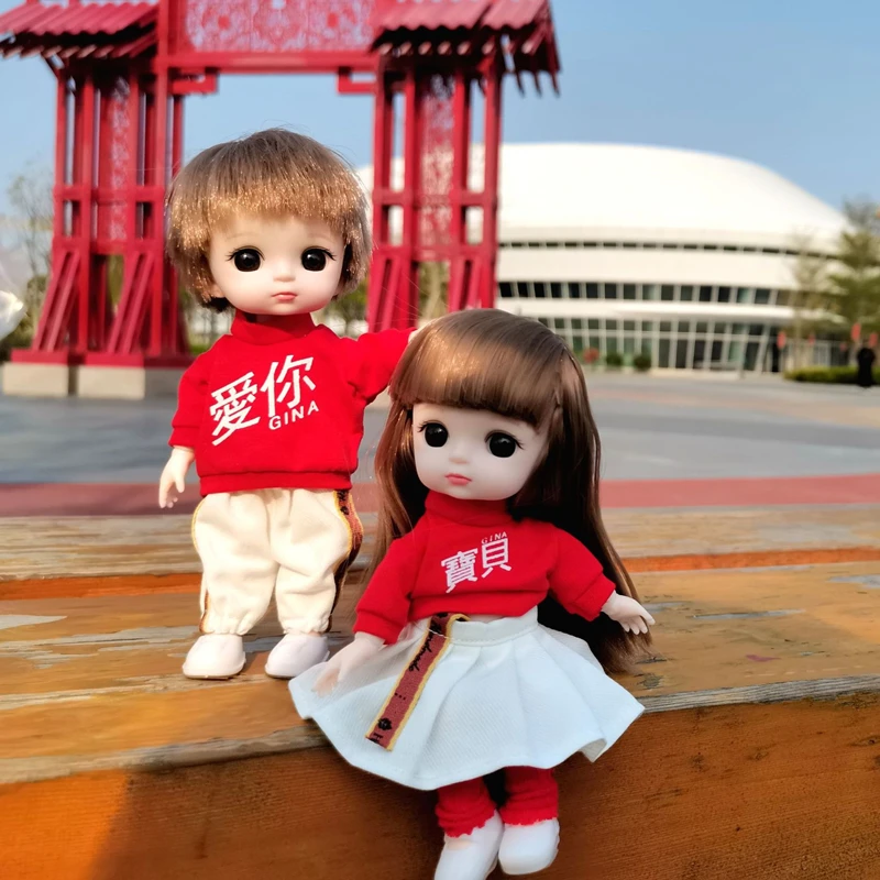 2pcs 16 Cm Doll Toys 1/8 Bjd Boy And Girl Couple Doll Fashion Clothes ...