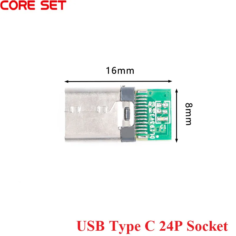 10Pcs USB Type C Connector 24P Male Socket Adapter to Solder Wire Cable ...