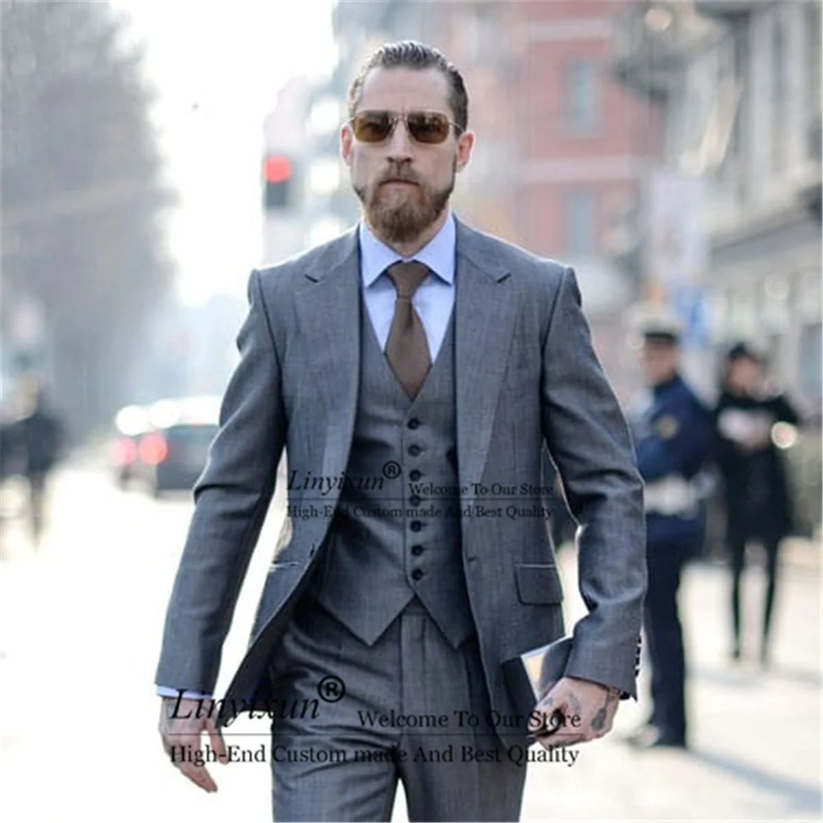 Gentleman-Grey-Men-s-Suits-For-Wedding-Slim-Fit-Groom-Tuxedos-3-Pieces ...