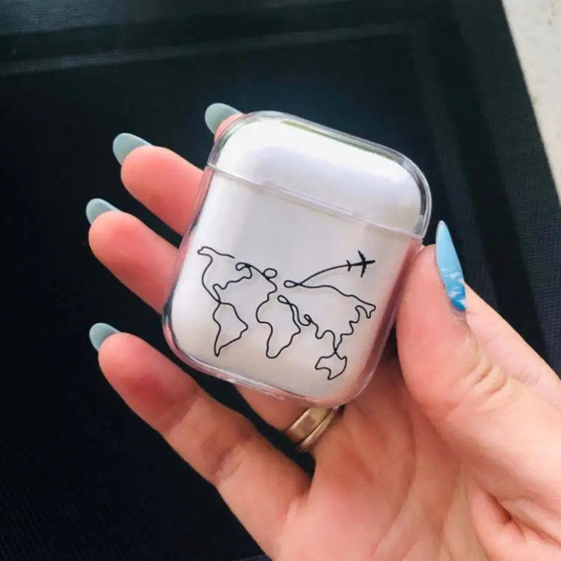 Luxury Map Accessories Case For Airpods 1 2 Clear Bluetooth Earphone ...