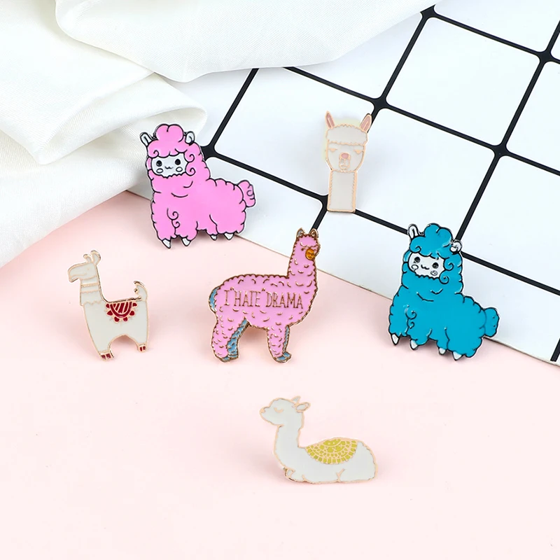 Cute-Animal-Brooches-Cartoon-Camel-Alpaca-Enamel-Pins-Metal-Custom ...