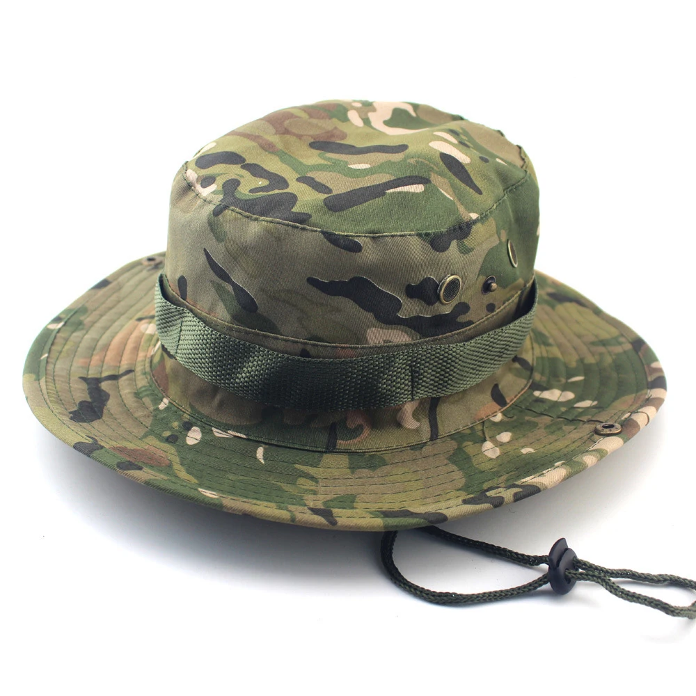 Chapeau militaire camouflage de brousse avec cordon pour homme