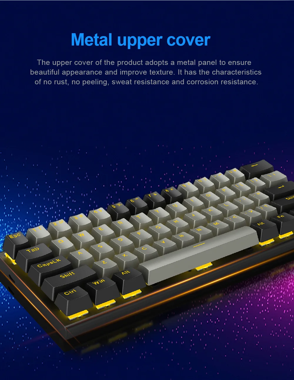 EYOOSO Z11 61 Keys Wired Mechanical Gaming Keyboard with Solid Backlit ...