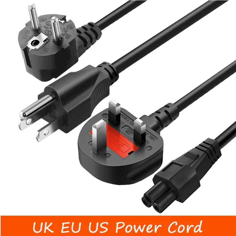 Black IEC C5 to AU US UK EU Power Cord Italy Switzerland Desktop AC ...