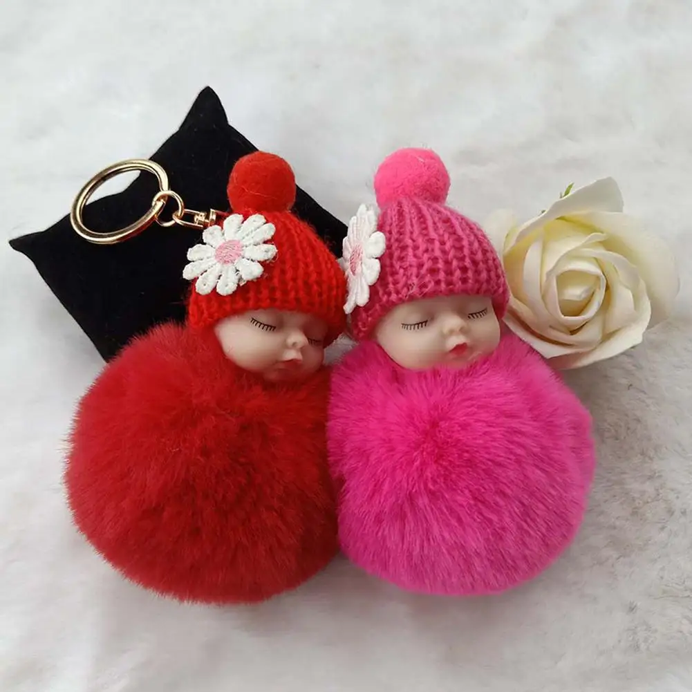 Sleeping Baby Doll Ball Key Chain Car Keyring Holder Bag Pendant Charm ...