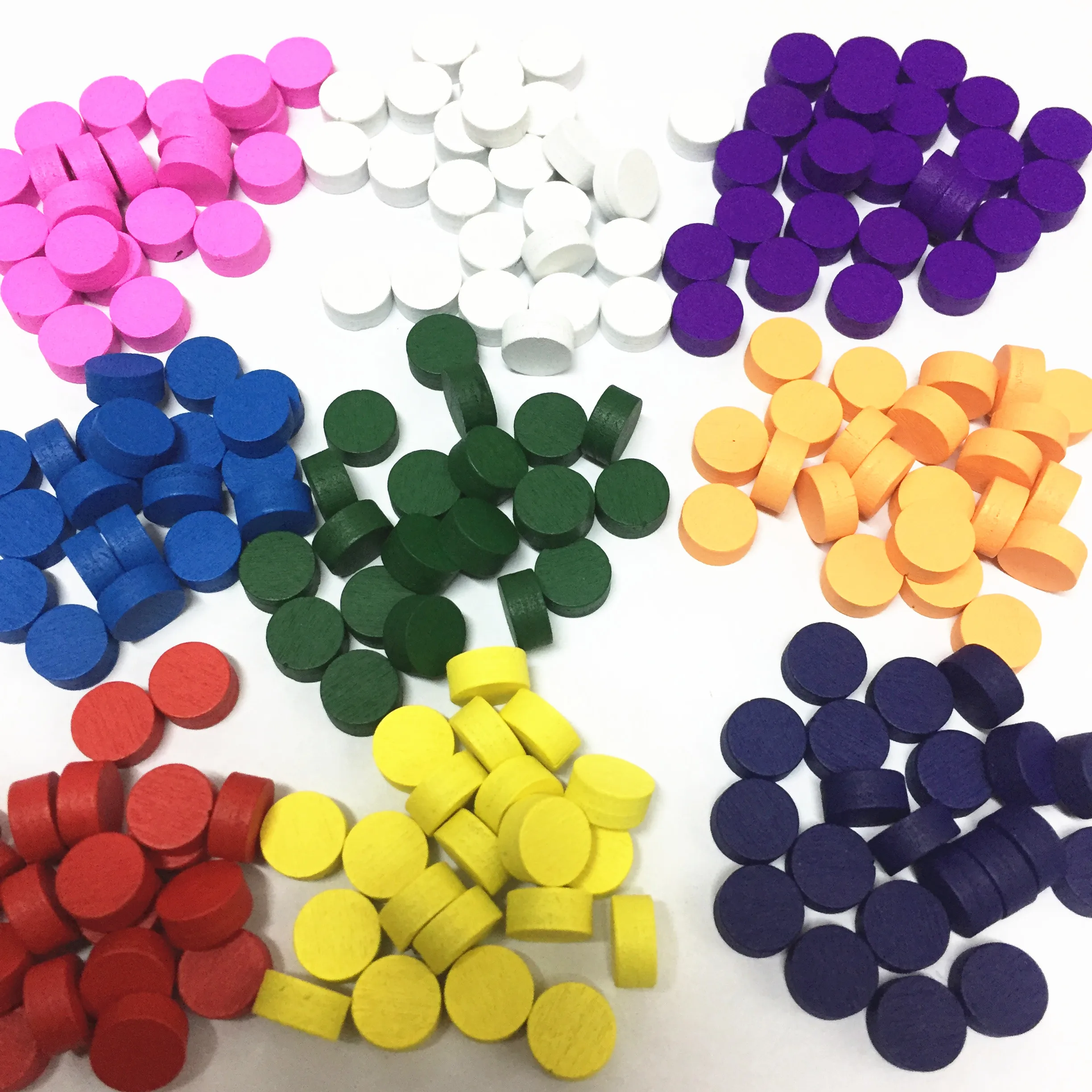 100pcs/lot Diameter 10*5mm 10 Colors Pawn Wooden Game Pieces Colorful ...