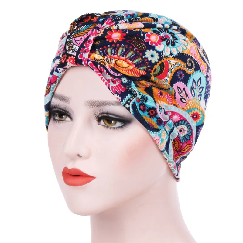 Muslim-headdress-turban-bonnet-for-woman-cotton-print-inner-hijab-caps ...
