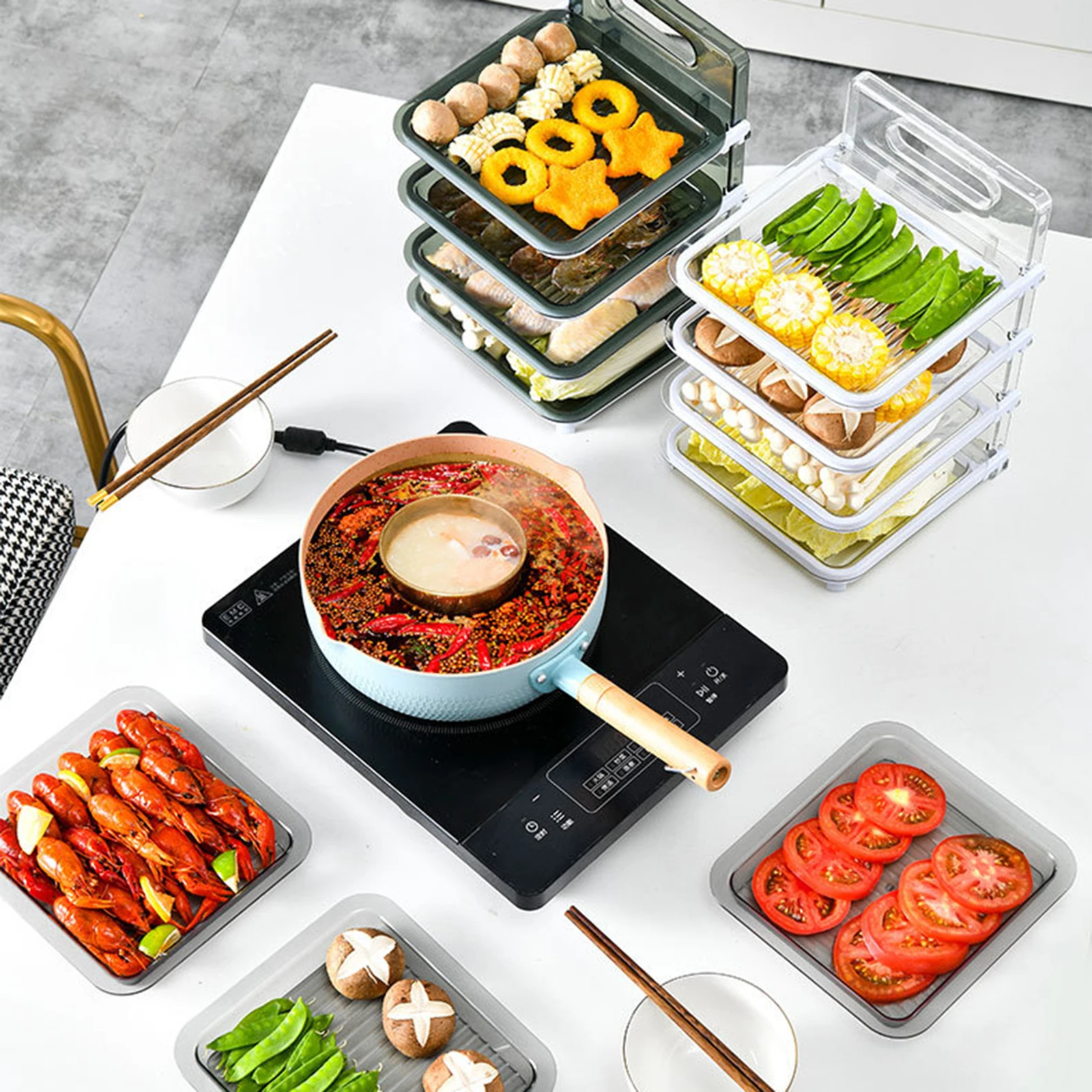 Portable Kitchen Food Prep Tray No Punch Wall Mounted Allotment Tray ...