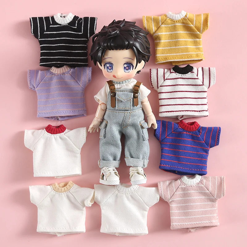 Ob11 Baby Clothes Striped Short-sleeved T-shirt Obitsu11 Molly Doll ...