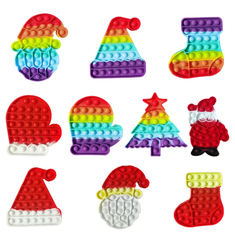Christmas Theme Pops Bubble Fidget Toys Xmas its Autism Needs Stress ...