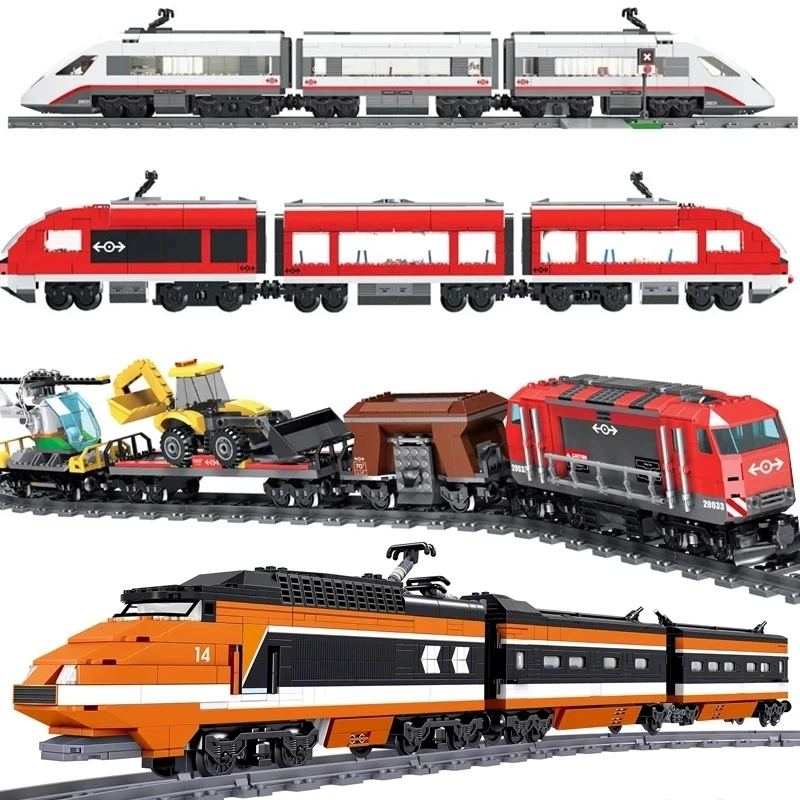 City Remote Control Train High-speed Rail Electric Building Blocks RC ...