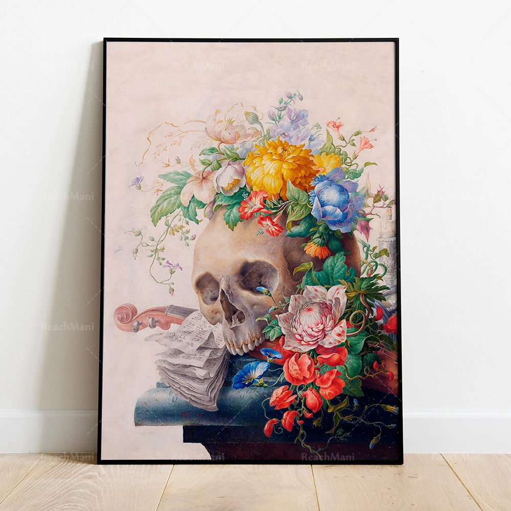 Skulls And Flowers Painting