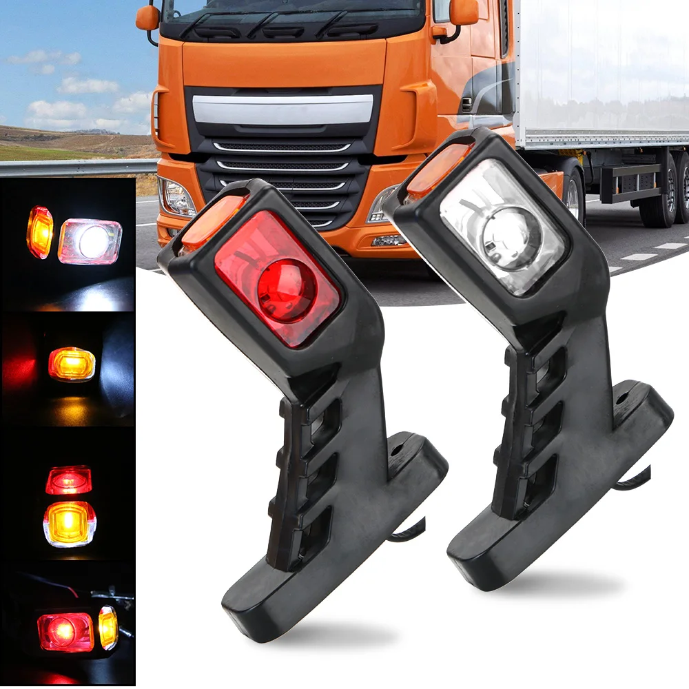 For Trailer Truck Van Lorry 2Pcs/set White Red Yellow Truck Lamp 12/24V ...