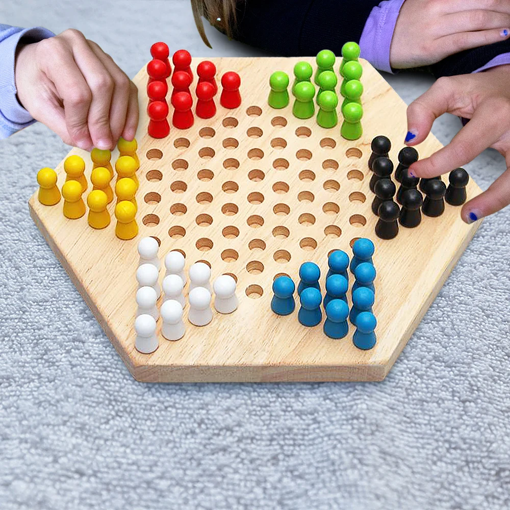 Children-Wooden-Toys-Games-Kids-Wood-Chinese-Portable-Jump-Checkers ...