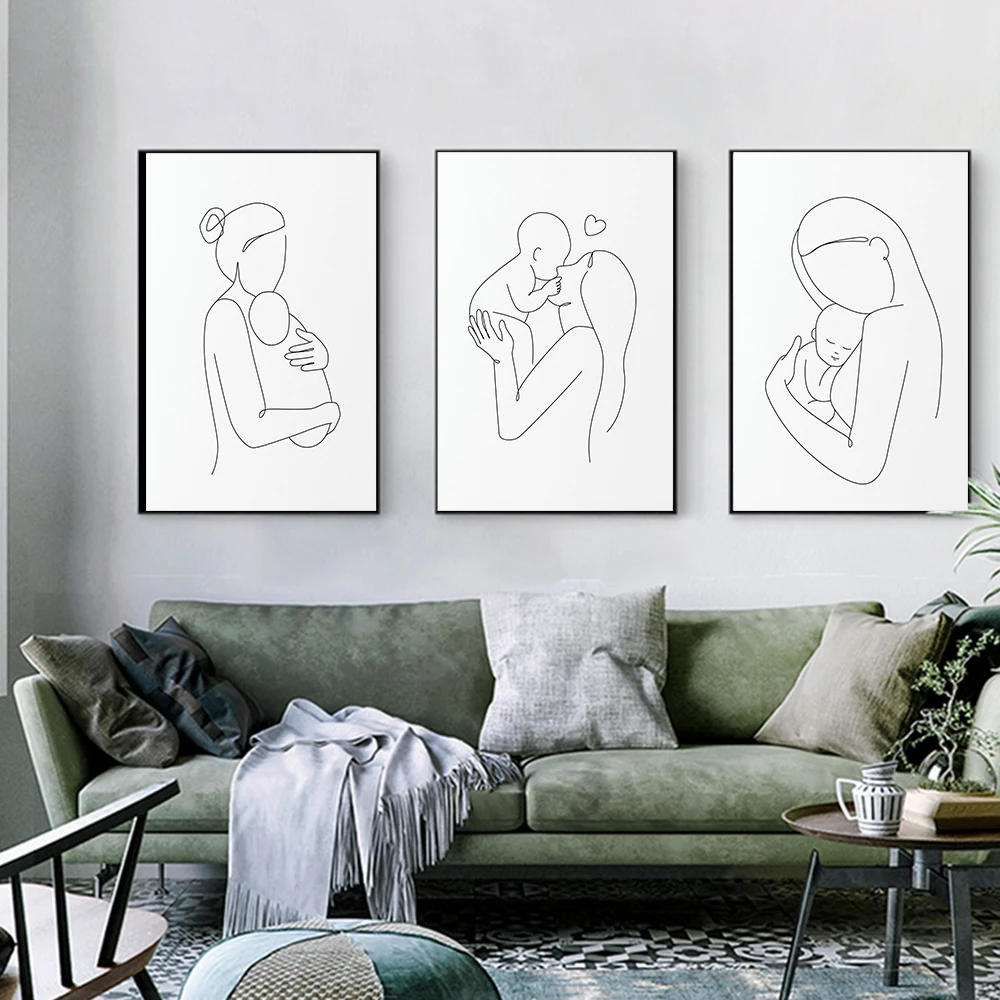 Mother And Baby Abstract Art