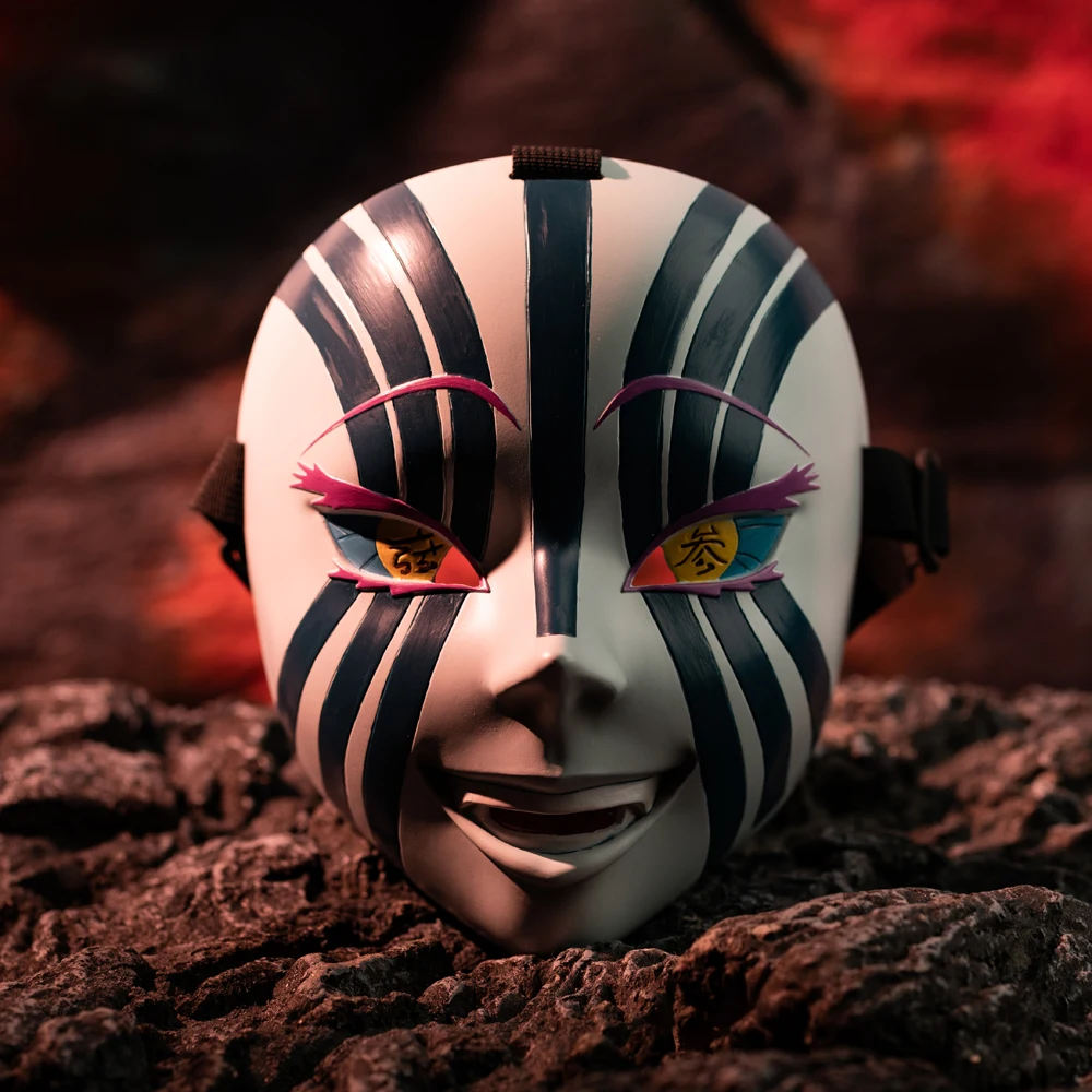 Anime Demon Slayer Akaza Mask Cosplay Costume Accessories - AllCosplay.com