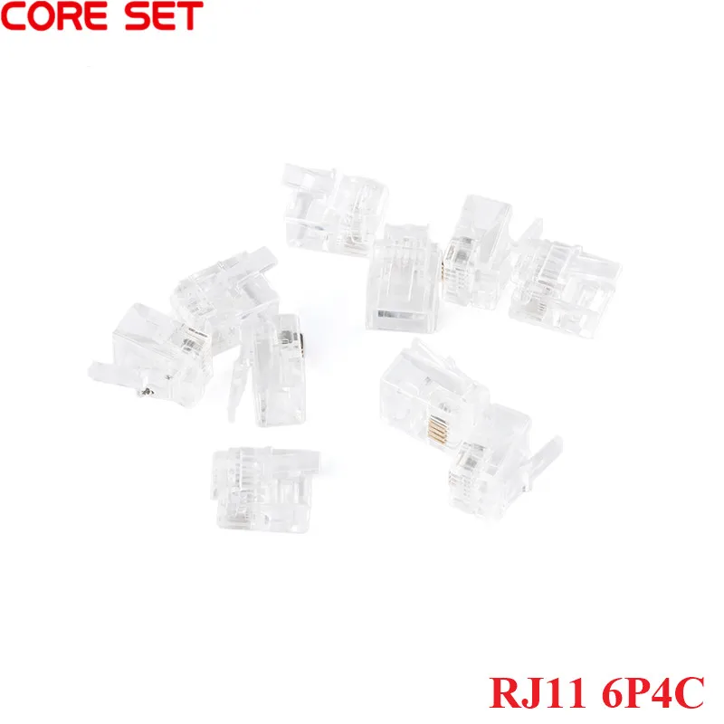 20/10pcs RJ11 Connector 6P4C Modular Plug Plated Network Connector ...