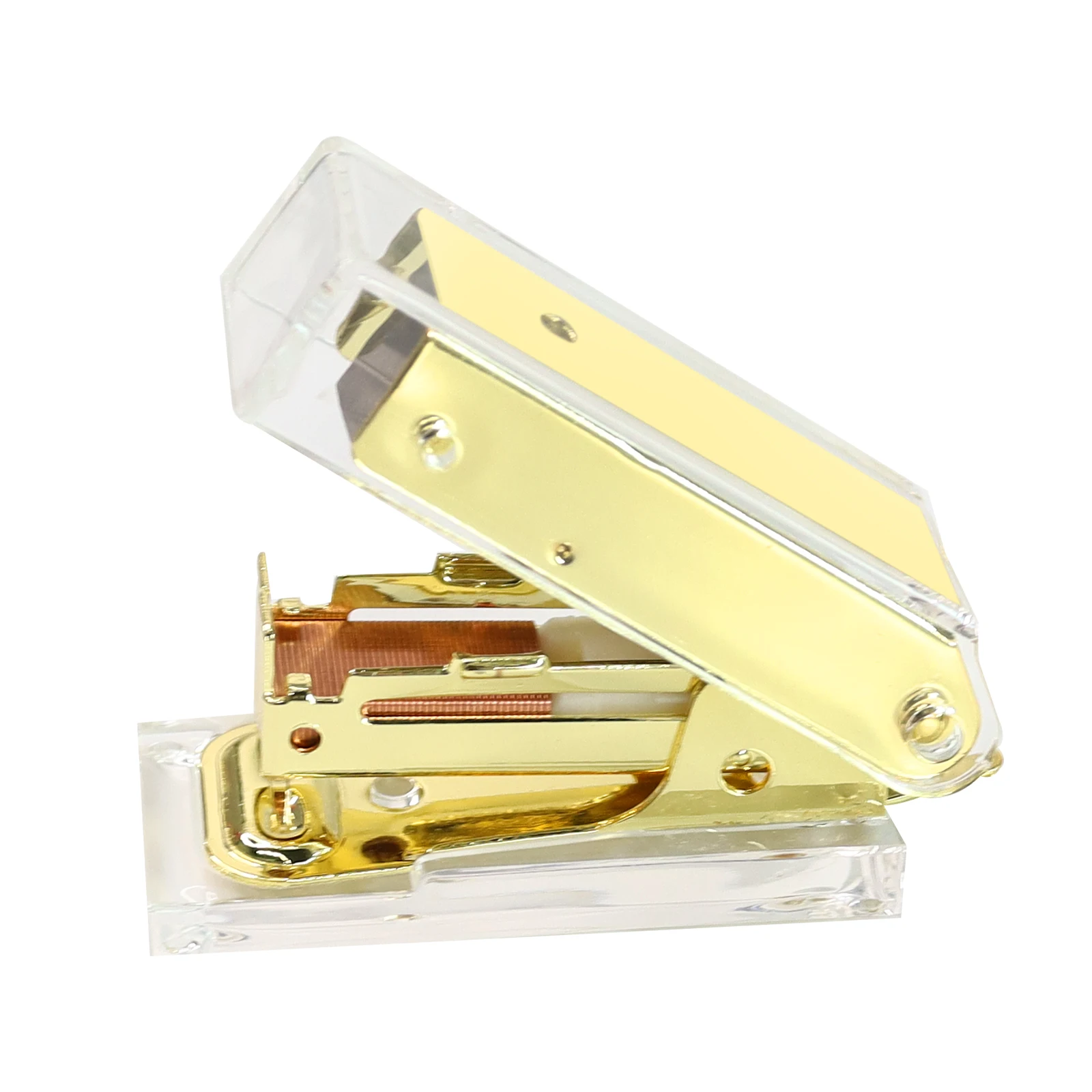 미니 투명 골드 스테이플러 사무실 가정 학교 바인딩 용품 귀여운 소형 스테이플러 절묘한 휴대용 스테이플러 문구스테이플러