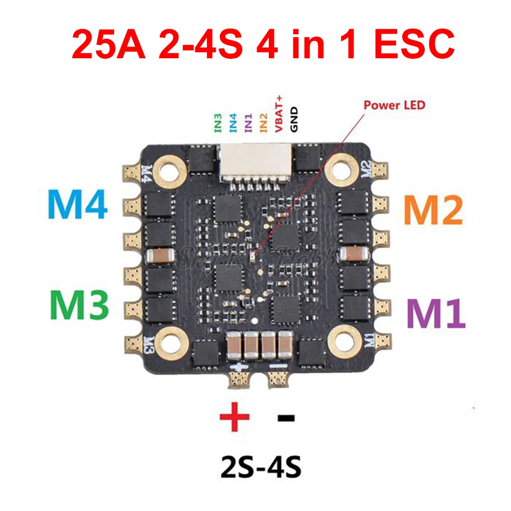 Mini 4 em 1 25a blheli_s placa de controle de velocidade esc suporte ...