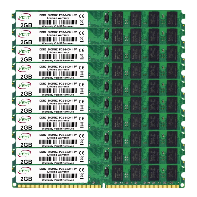 20gb 10pcs Ddr2 2gb 667mhz 800mhz Dimm Ram Pc2 5300 6400 Intel And Amd ...