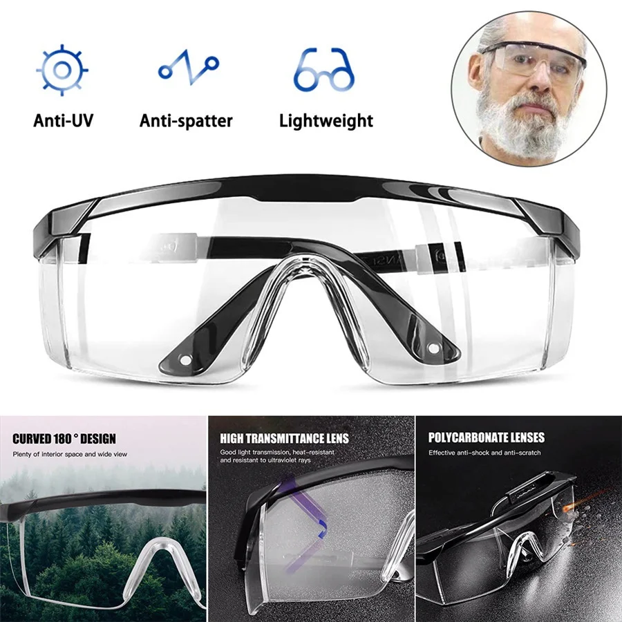 Safety-Anti-fog-Goggles-Eye-Protection-Transparent-Waterproof-Windproof ...
