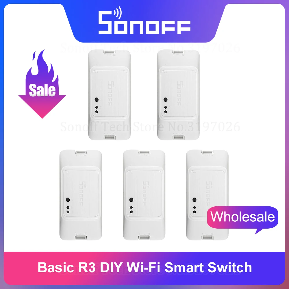 Itead Sonoff BASIC R3 Wireless Wifi DIY Remote Smart Switch Supports LAN/APP/Vocie Control via ...