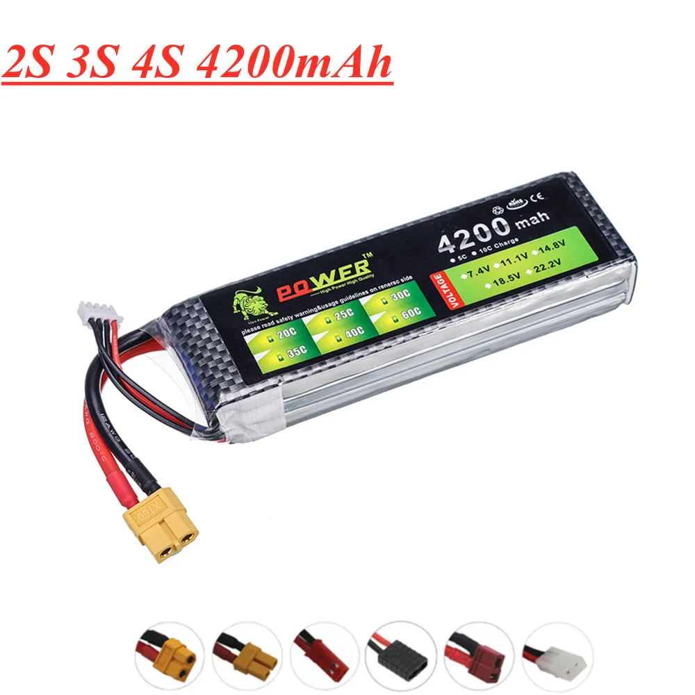 7.4v 11.1v 14.8v 4200mAh Lipo 배터리, RC 자동차 보트 쿼드콥터 원격 제어 완구 부품 3s 11.1v 충전식 배터리 T/XT60|교체배터리 ...