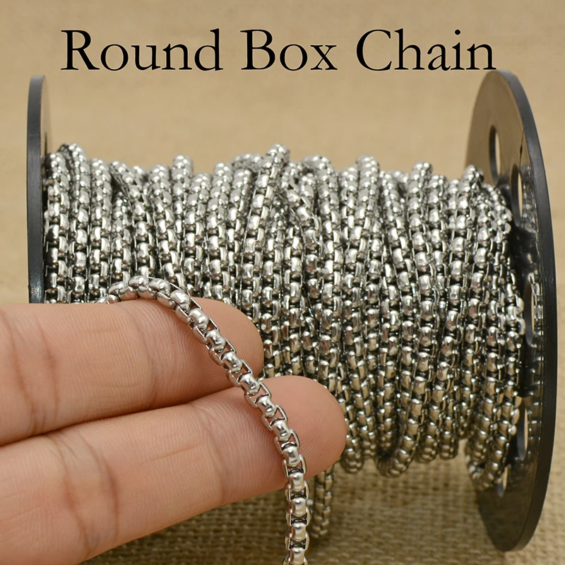 10 Feet x Stainless Steel Round Box Chain Bulk 2mm 3mm 4mm Thick ...