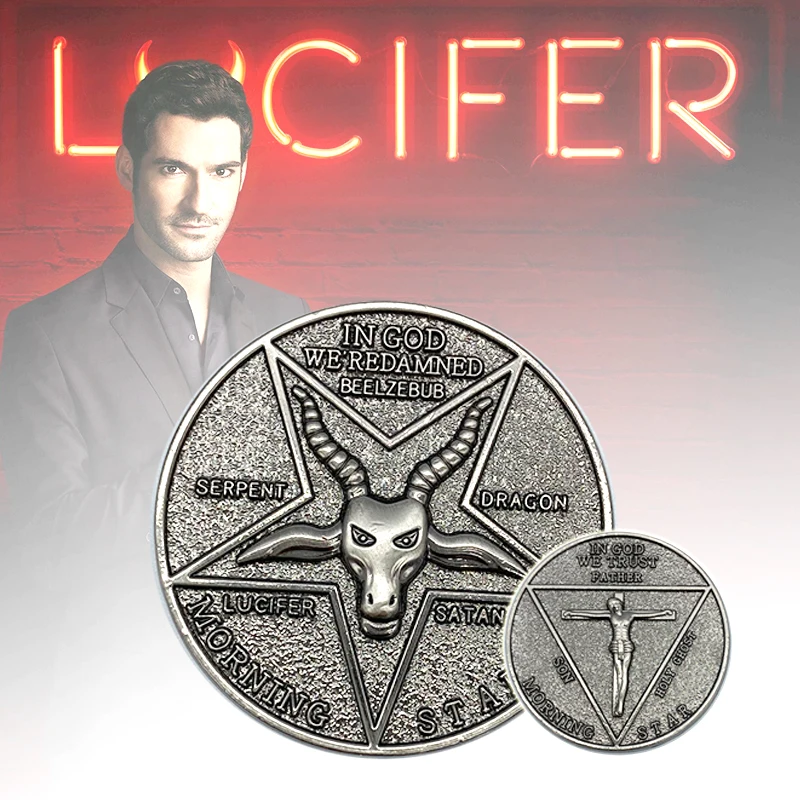 Lucifer Morningstar Pentecostal Coin Cosplay Prop High Metal Silver ...