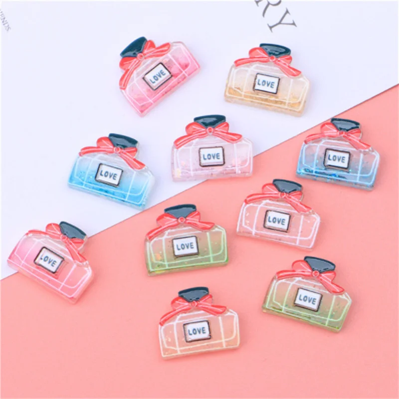 10pcs Resin Love Perfume Bottle Charms Mixed Colors Flat Back Dollhouse ...