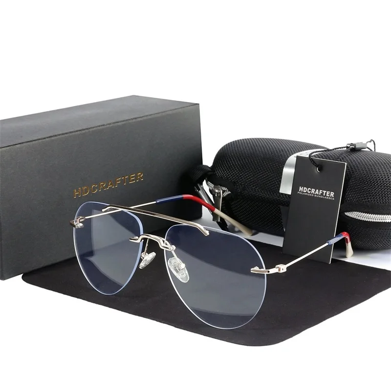 Hdcrafter Oversized Rimless Computer Glasses Frame Men Women Anti Blue 