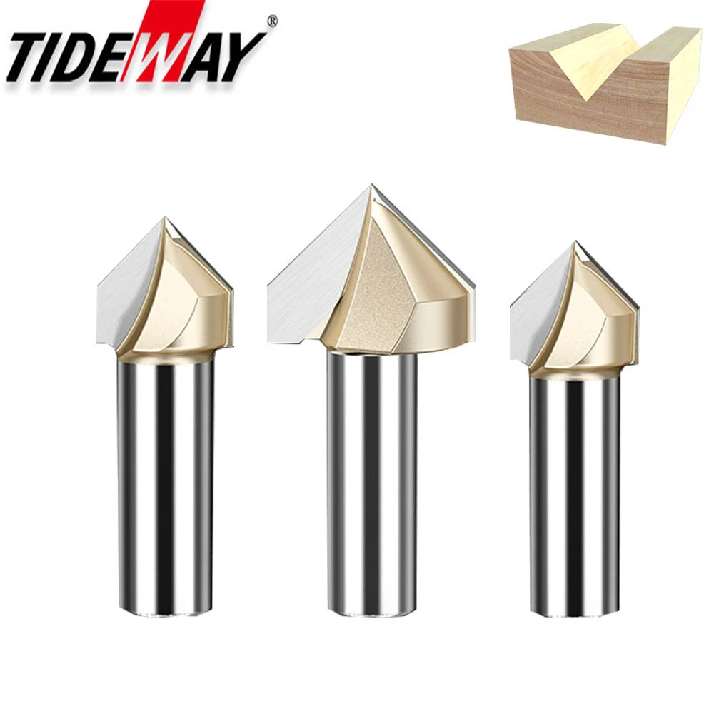 Tideway 90 Degrees V-type Woodworking Milling Cutter Carbide CNC Router ...