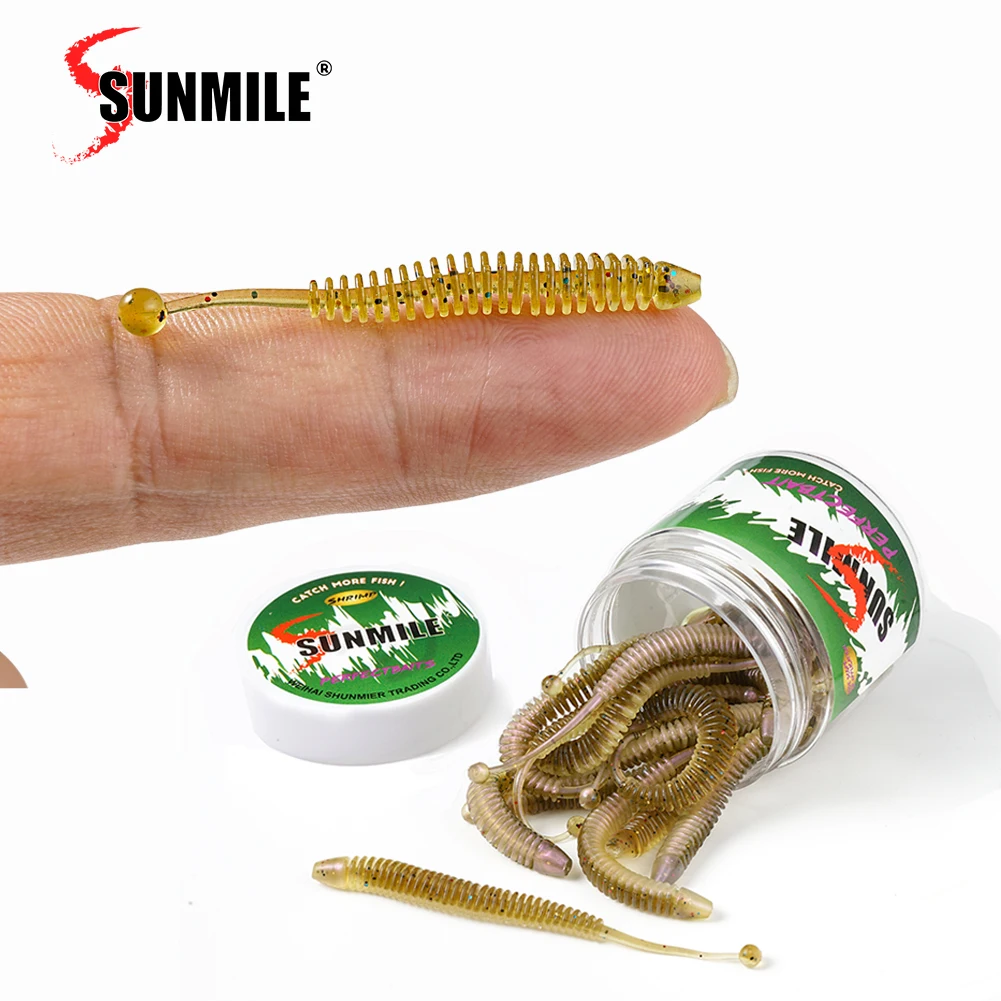 SUNMILE Fishing Lure Fish/ Shrimp Smell Soft Worm 20pcs 5cm 6cm 8cm ...
