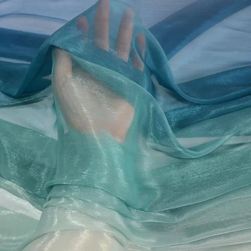 3/5/10m Sparkly Rainbow Organza Fabric Shiny See Through Coloured Sheer ...