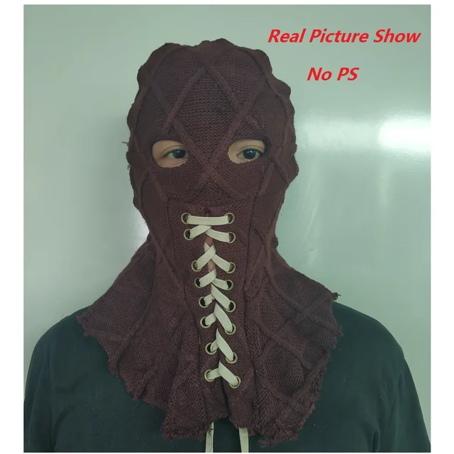 Halloween BrightBurn Red Hood Adjustable Knitted Full Face Scary ...