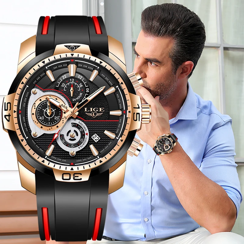 2020 nova moda dos homens relógios pulseira de silicone lige topo marca luxo esporte cronógrafo ...