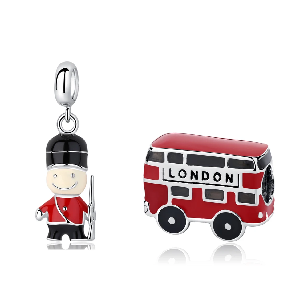 925 Sterling Silver Bead Charm London Household Guards Pendant Bus ...