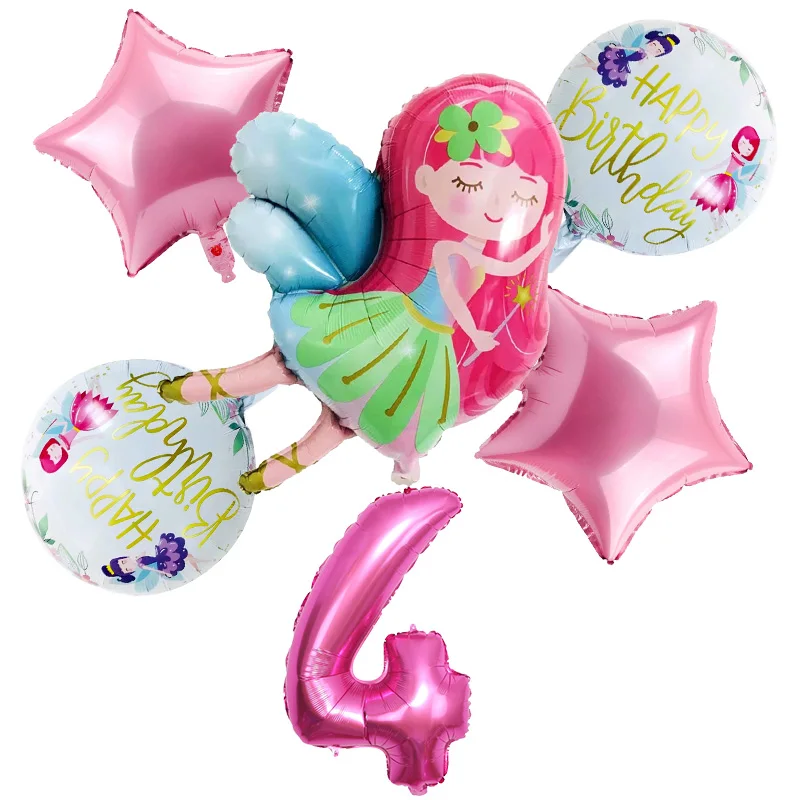 New-6pcs-set-Little-fairy-Girls-Balloons-32-inch-Pink-Number-Ballon ...