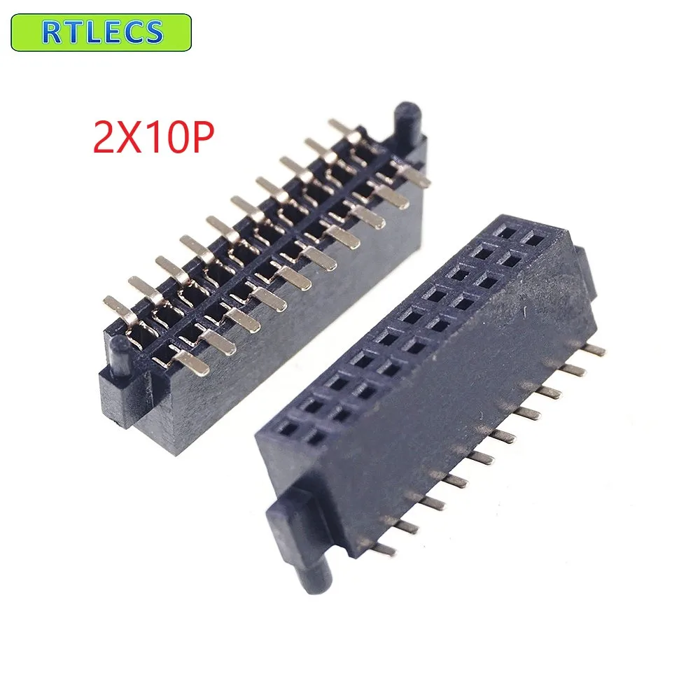 20 Pcs 2x10 P 20 Pin 1.27mm Pin Header Female With Pegs / Post Dual Row ...