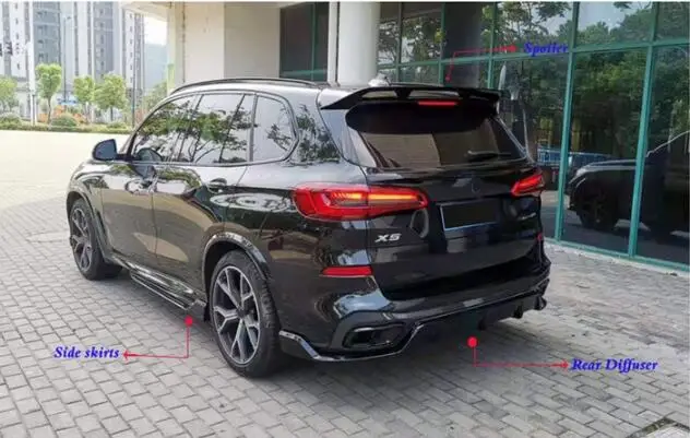 G05 X5 PP черная краска передний задний бампер диффузор для губ с боковой юбкой спойлер для BMW ...