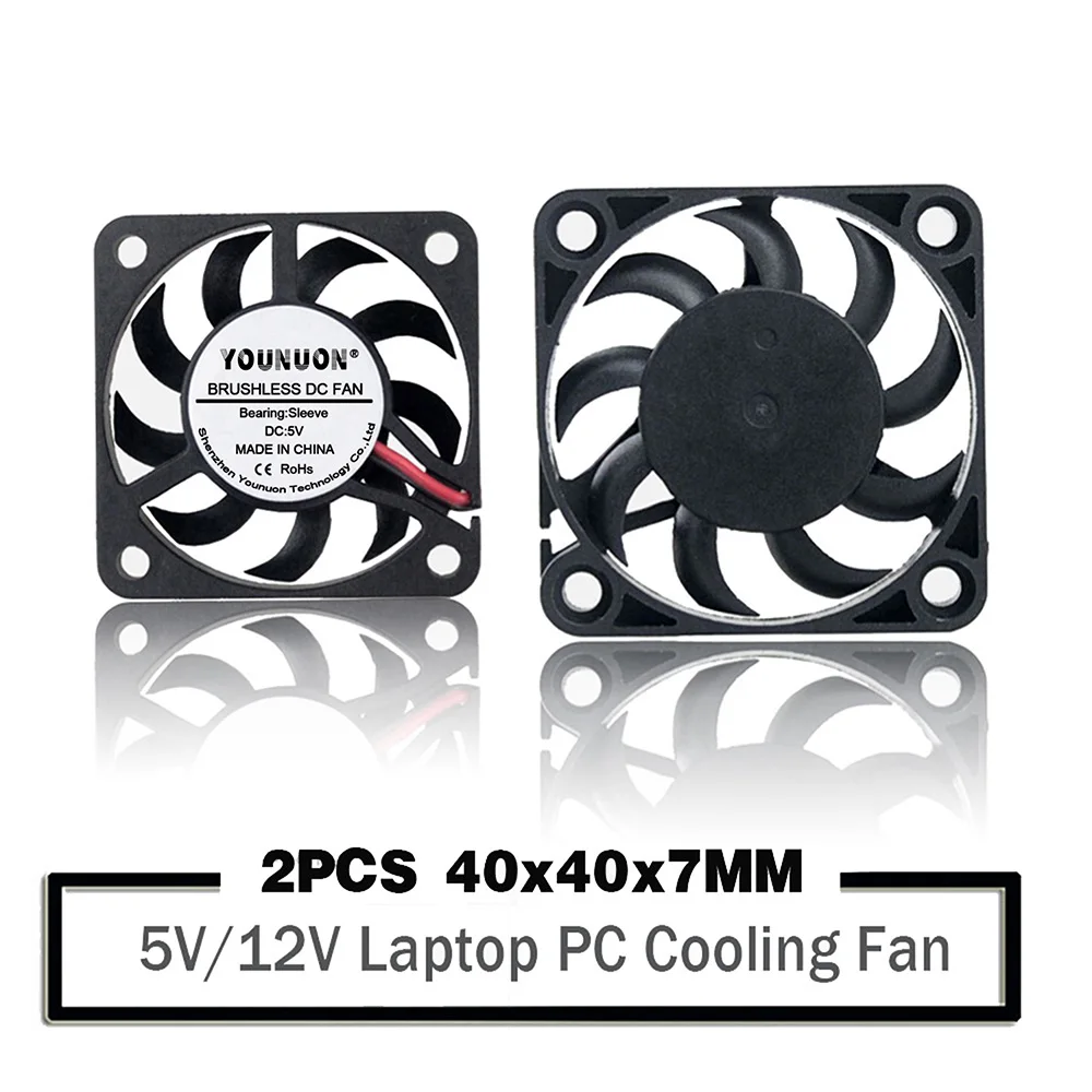 2 Pieces 40x40x7mm DC Brushless Cooling Fan DC 5V 12V 4cm 40mm ...