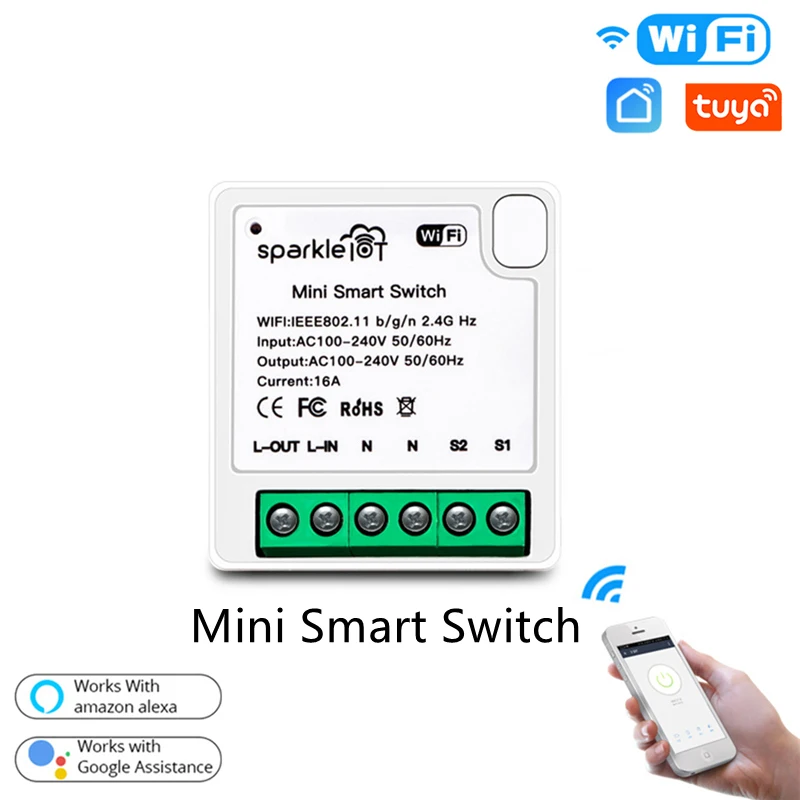 Tuya MINI Wifi Smart Switch 16A 2 way Control Timer Wireless Switches ...