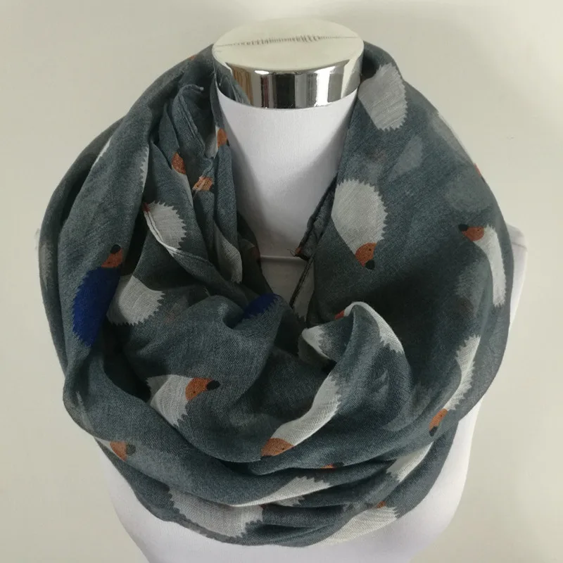 New-Ladies-Viscose-Cotton-Hedgehog-Print-infinity-scarf-for-women ...
