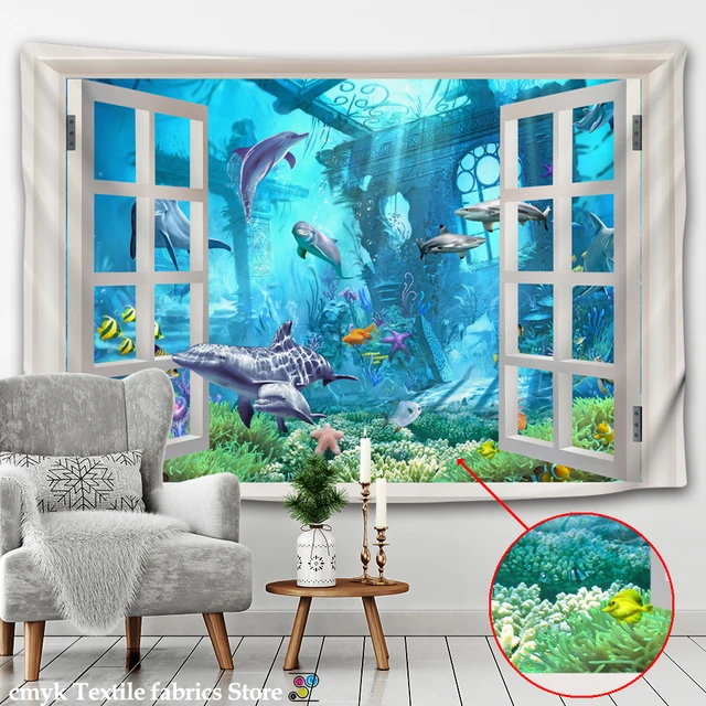 Underwater Sea Life Tapestry Wall Hanging