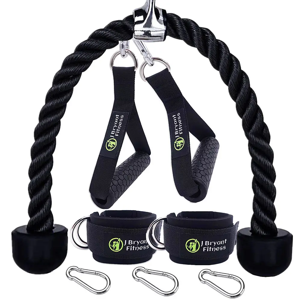 Gym Handles Ankle Straps Tricep Rope Carabiners Set Home Gym Cable ...