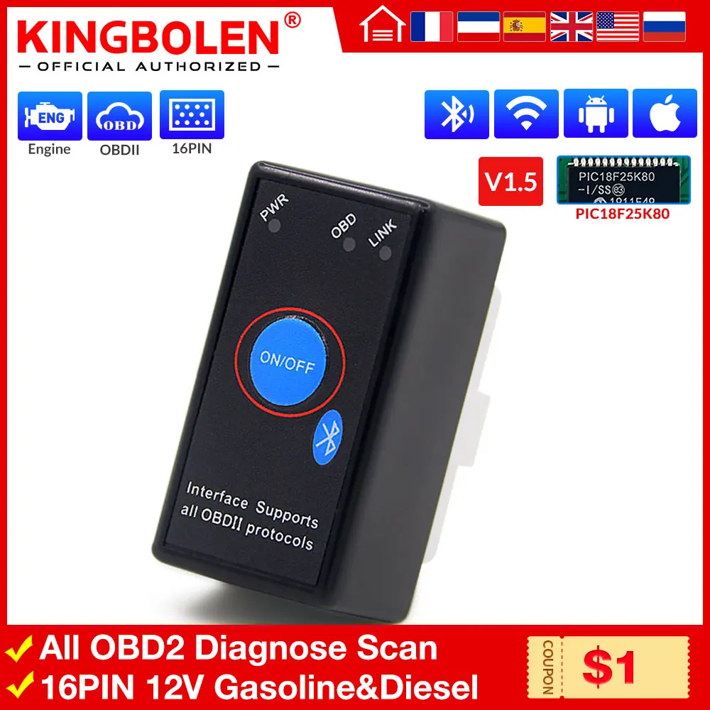 OBD2 Super Mini Interface ELM327 WIFI Bluetooth Mit Schalter OBD Autos ...