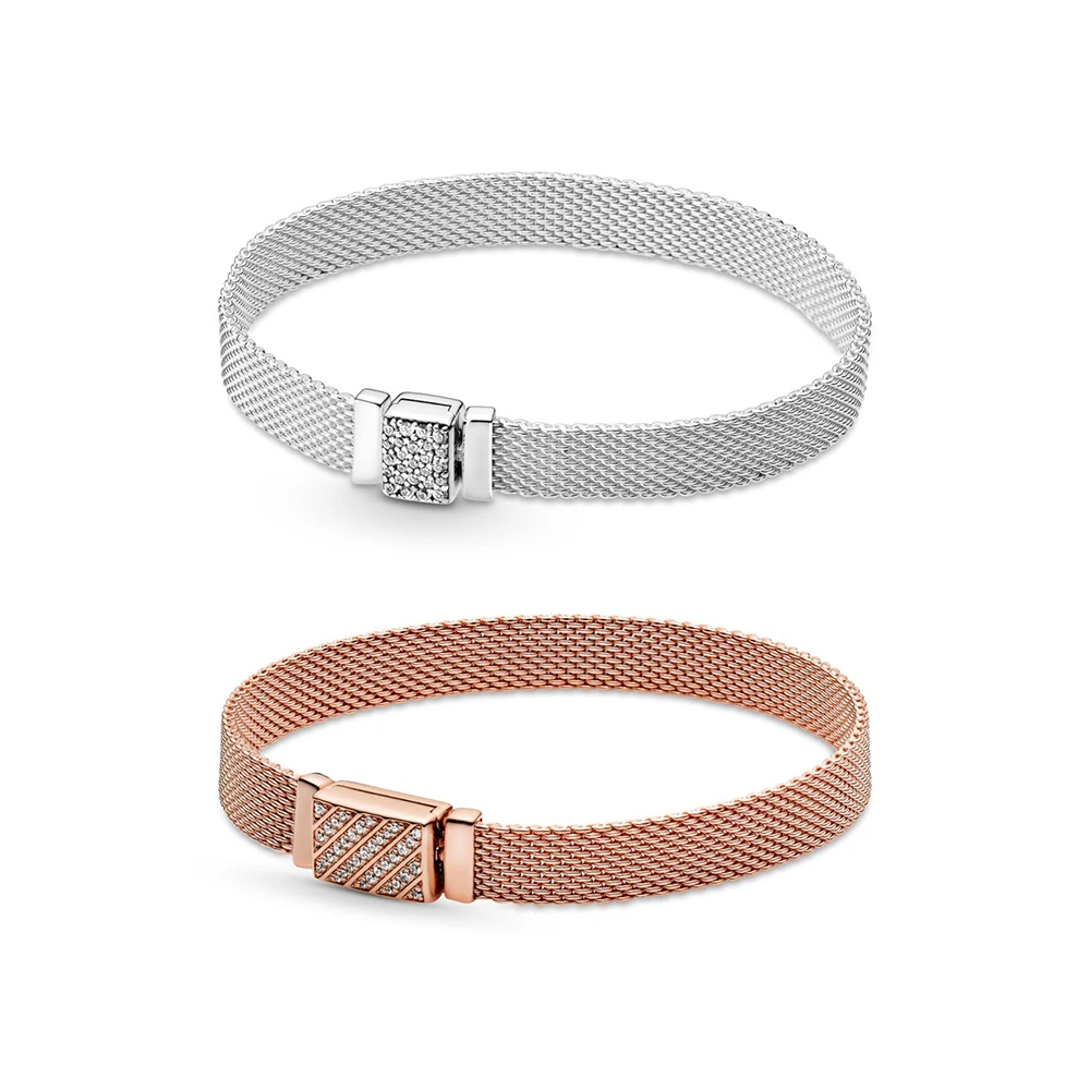 Alta qualità 100% 925 Sterling Silver Pan Reflexions Sparkling Clasp ...