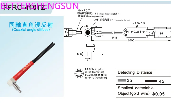 Sensor de FFRC 410TZ, detector de distancia de fibra óptica de ángulo ...
