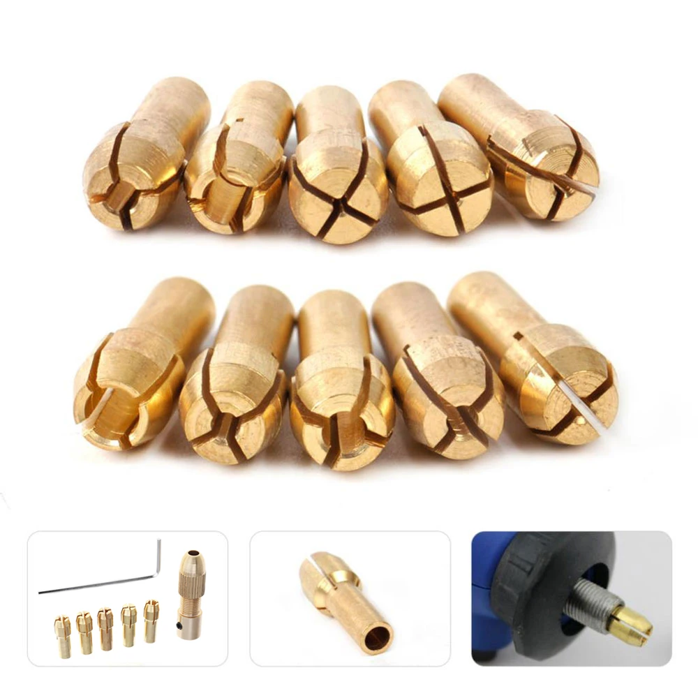7pcs 10pcs Brass Mini Drill Chuck Adapter Micro Collet Shaft Drill Bit ...